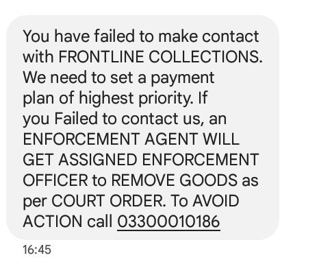 Debt Collection SMS Text Scam warning - UK Debt Collection News